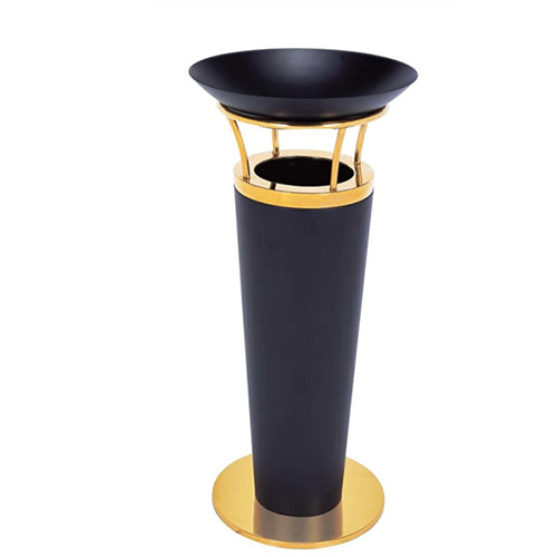 Thùng rác thép phun sơn đen - Bán thùng rác sảnh khách sạn giá trẻ