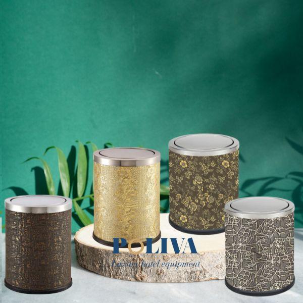 Thùng rác bọc giả da lắp lật - Thùng rác văn phòng cao cấp, giá tốt